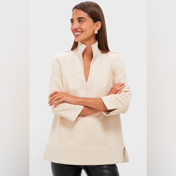 Tuckernuck | Tops | Tuckernuck Bone Tan Suede Margot Stand Collar ...